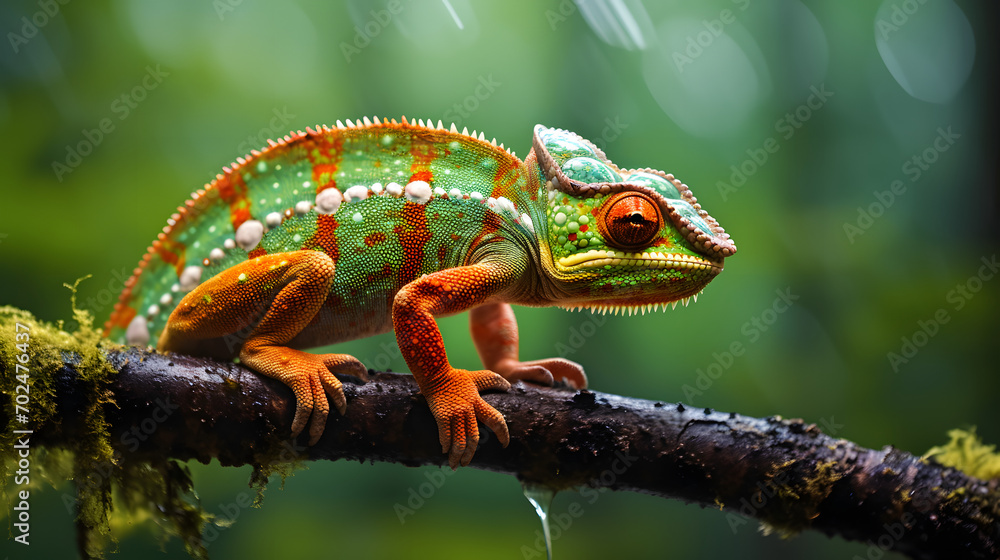 Chameleon in rainforests, animal background, natural habitat, wildlife ...