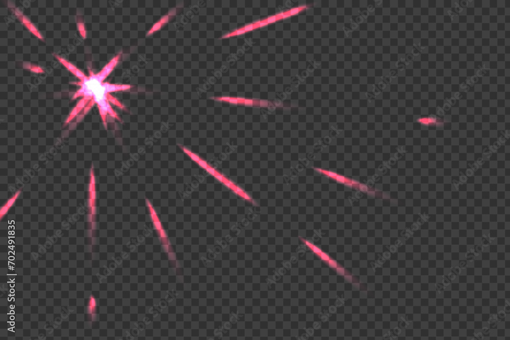 Pink star prism rainbow light. Sun rays overlay effect. Magic concept ...
