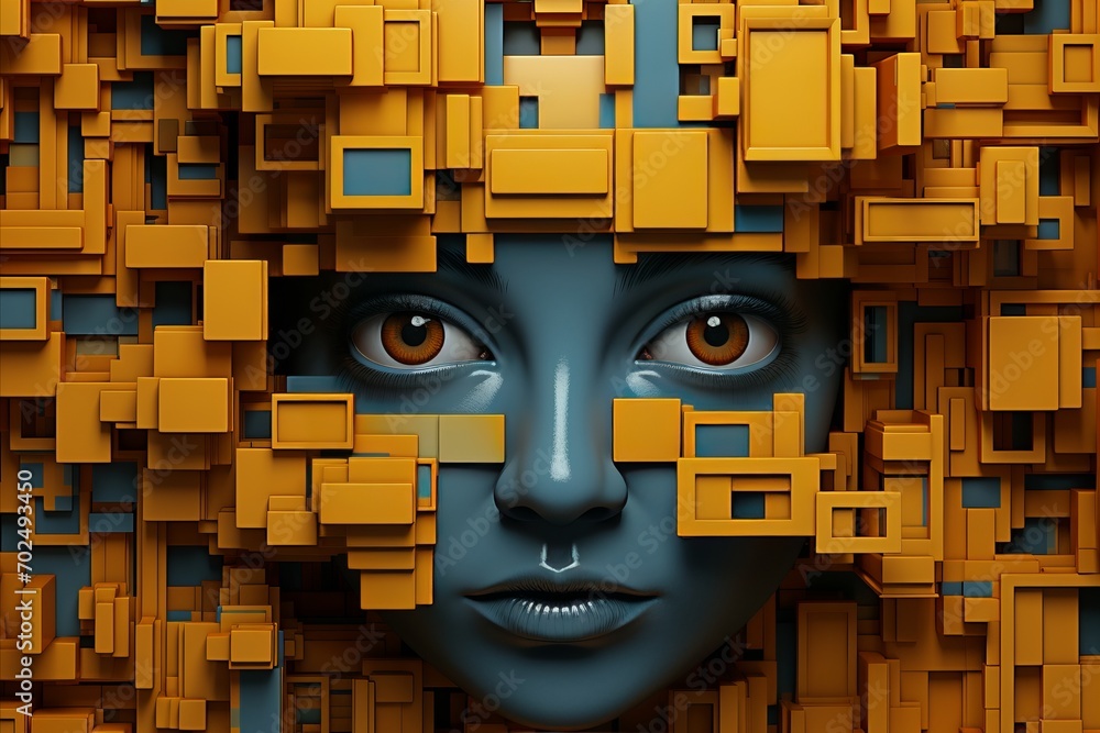 Abstract Pixelated Face. Mesmerising Digital Glitch Effect with ...