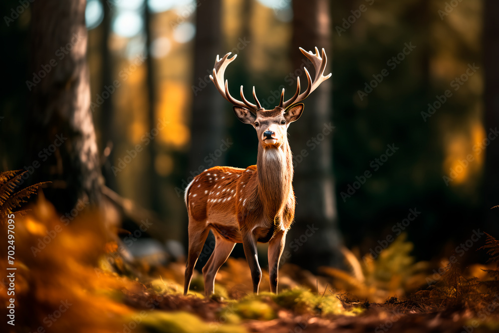 A deer meticulously preserved through taxidermy, presenting a lifelike ...