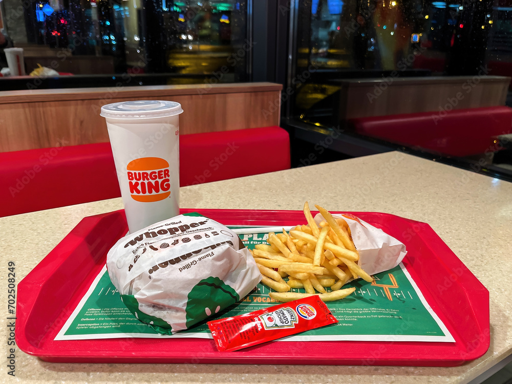 Delicious Burger King Whopper with French Fries and Drink Stock Photo ...