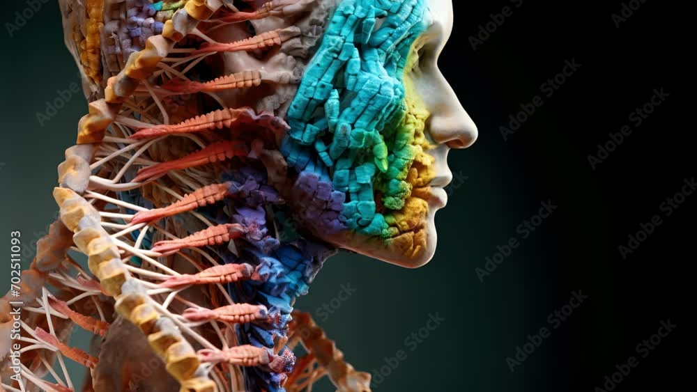 A scan of the DNA structure of a modern human, highlighting the genetic ...