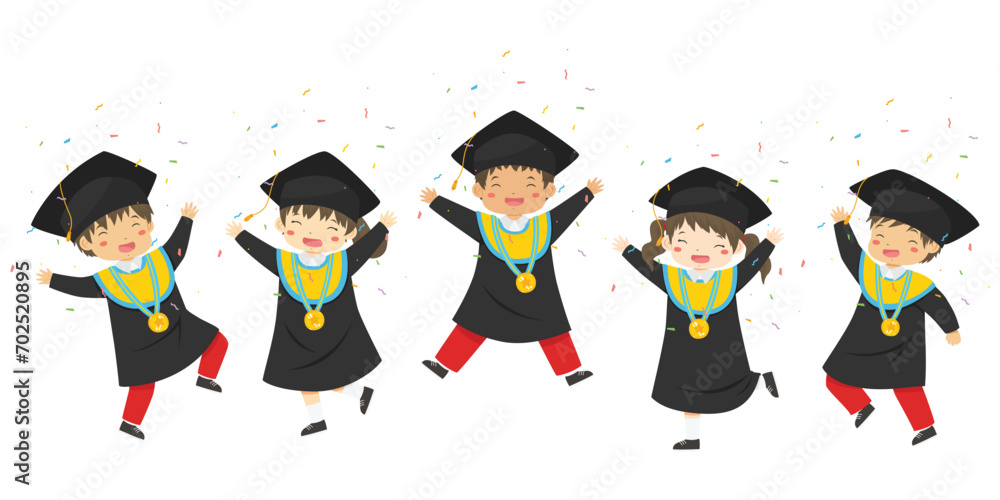 Indonesia elementary students graduate from school character vector ...