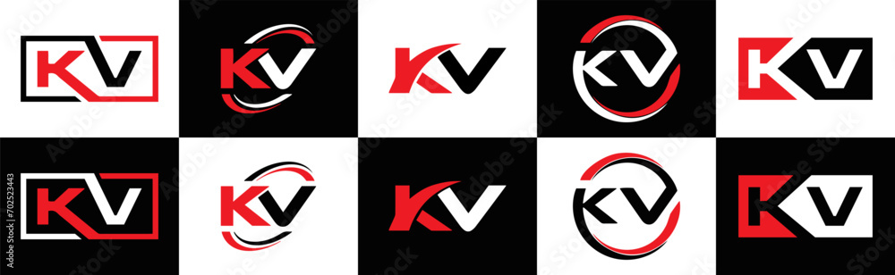 KV logo. KV set , K V design. White KV letter. KV, K V letter logo ...