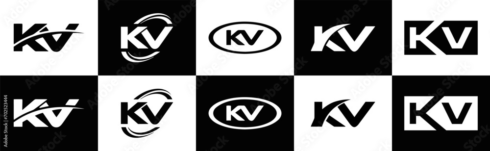 KV logo. KV set , K V design. White KV letter. KV, K V letter logo ...