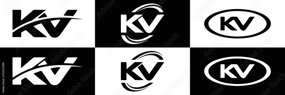 KV logo. KV set , K V design. White KV letter. KV, K V letter logo ...