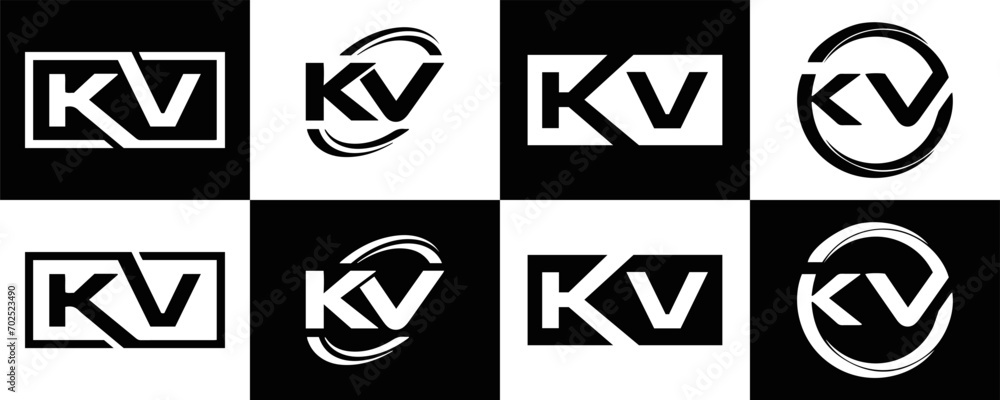 KV logo. KV set , K V design. White KV letter. KV, K V letter logo ...