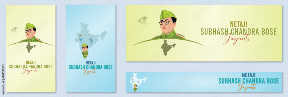 Vetor de Subhas, Chandra, Bose, poster, 23rd January Vector post, story ...