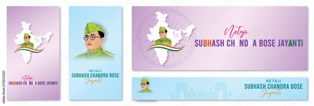 Subhas, Chandra, Bose, poster, 23rd January Vector post, story, banner ...