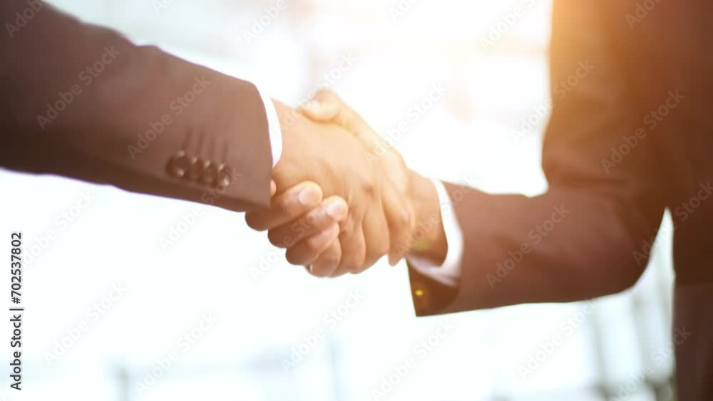 Strong agreement. A close up of handshake with gratitude. Shaking hands ...