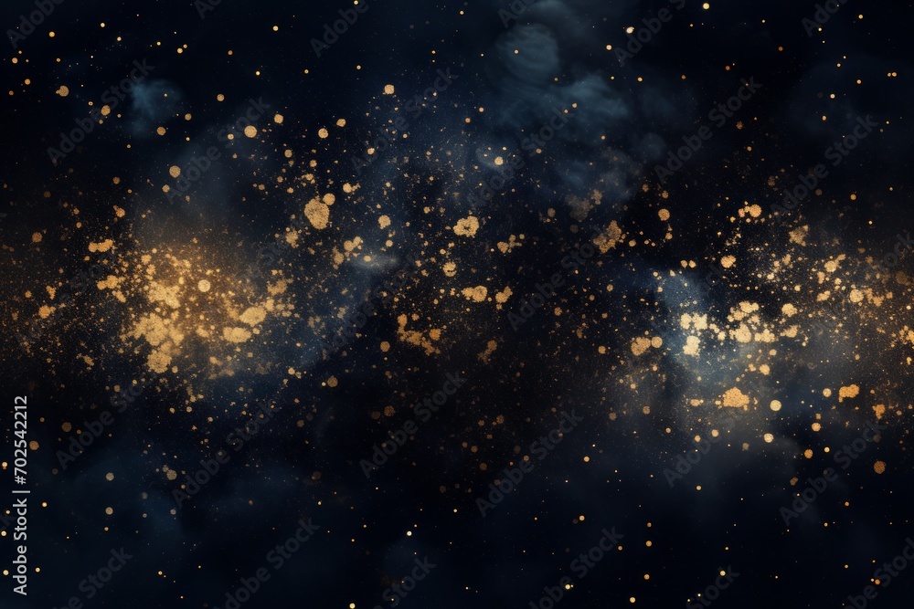abstract blue and gold background with particles. golden dust light ...