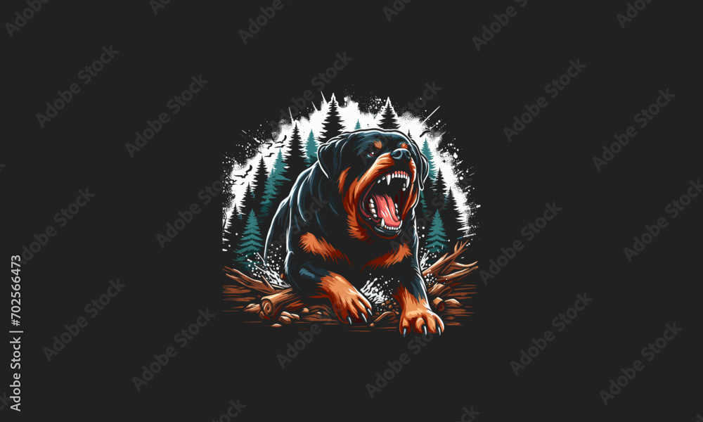 rottweiler angry on forest vector illustration artwork design Stock ...
