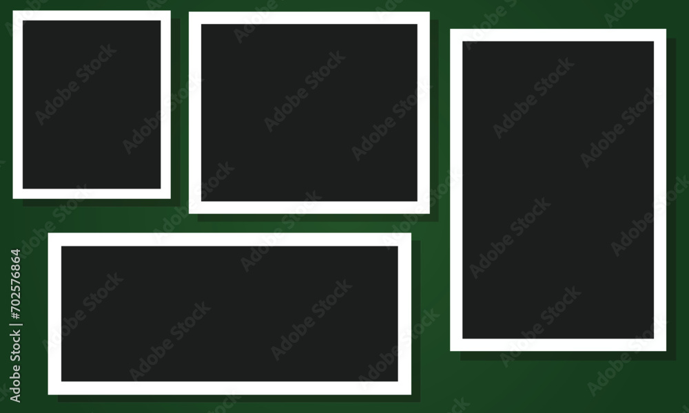 Realistic photo frames. Empty white photos frame vintage with adhesive ...