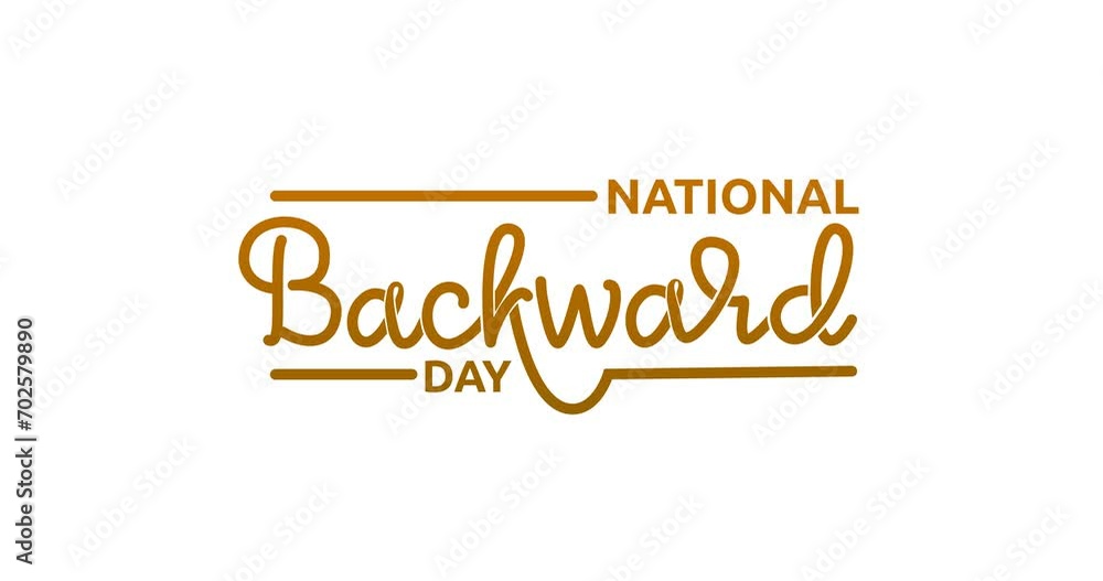 National backward day text animation with alpha channel. Modern ...