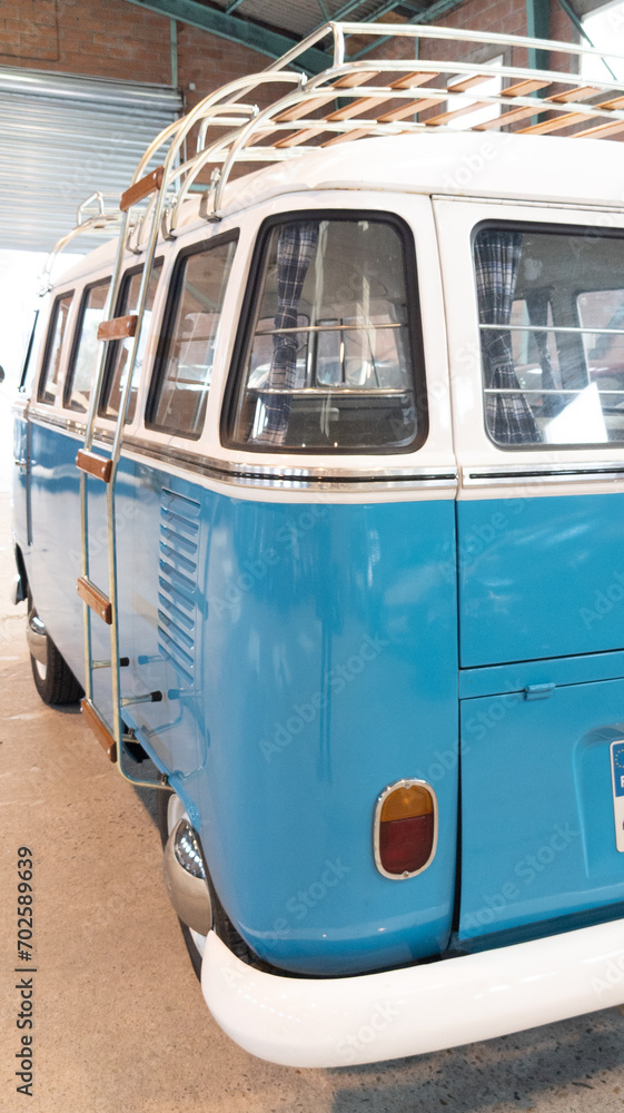 vintage minibus 1960 sixties Classic bus Camper Van blue and white ...
