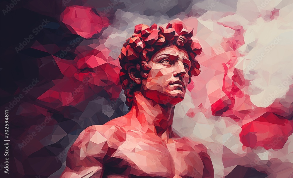 antique statue of a man in the style of 3D sculptures, heroic ...