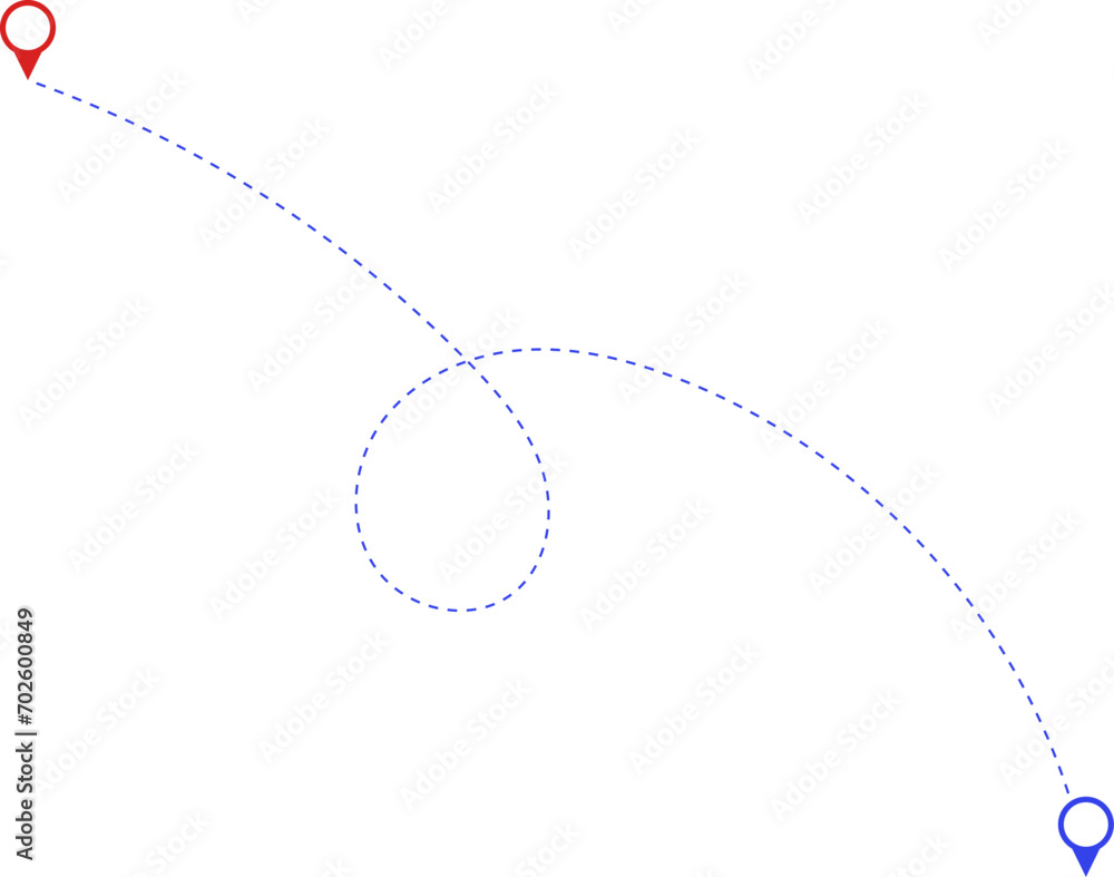 Route icon - two points with dotted path and location pin. Route ...