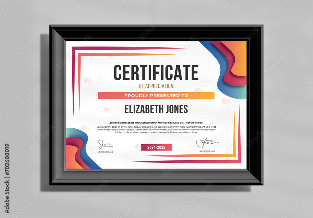 Multicolor Certificate Layout Stock Template | Adobe Stock