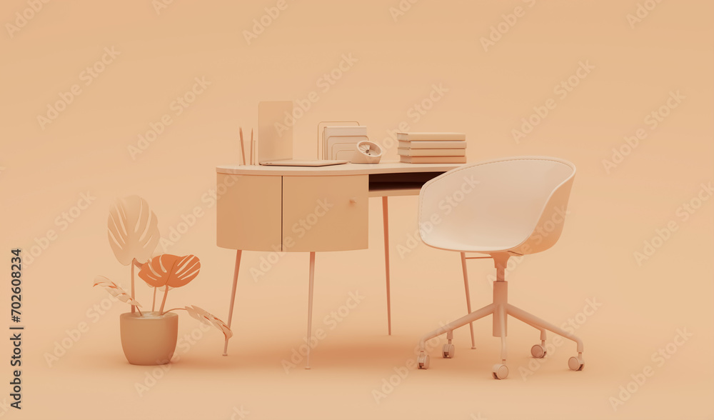 Peach Fuzz is a trend colour year 2024 in Minimal office table desk ...