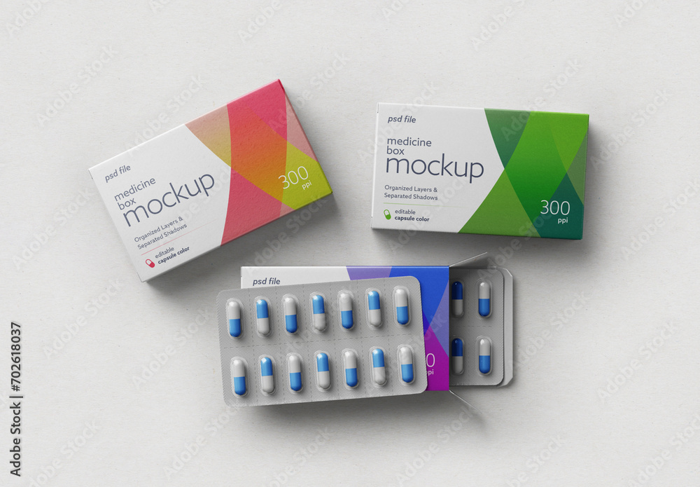 Medicine Pill Box Mockup Stock Template | Adobe Stock