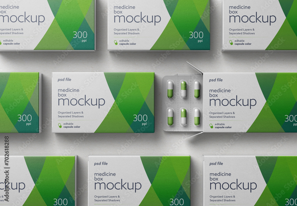 Medicine Pill Box Mockup Stock Template | Adobe Stock