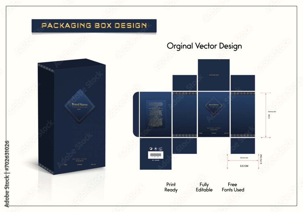 Luxury Packaging box design with Box dies line, 3d Box Mockup, icon ...