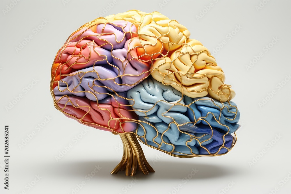 3D Human Brain plasticity Colorful Neural circuits neurotransmission ...