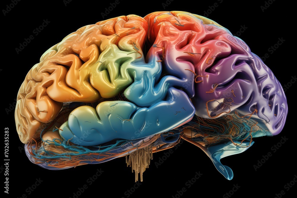 3D Human Brain plasticity Colorful Neural circuits neurotransmission ...