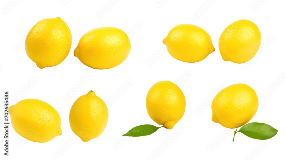 Lemon set isolated on transparent and white background.PNG image. Stock ...