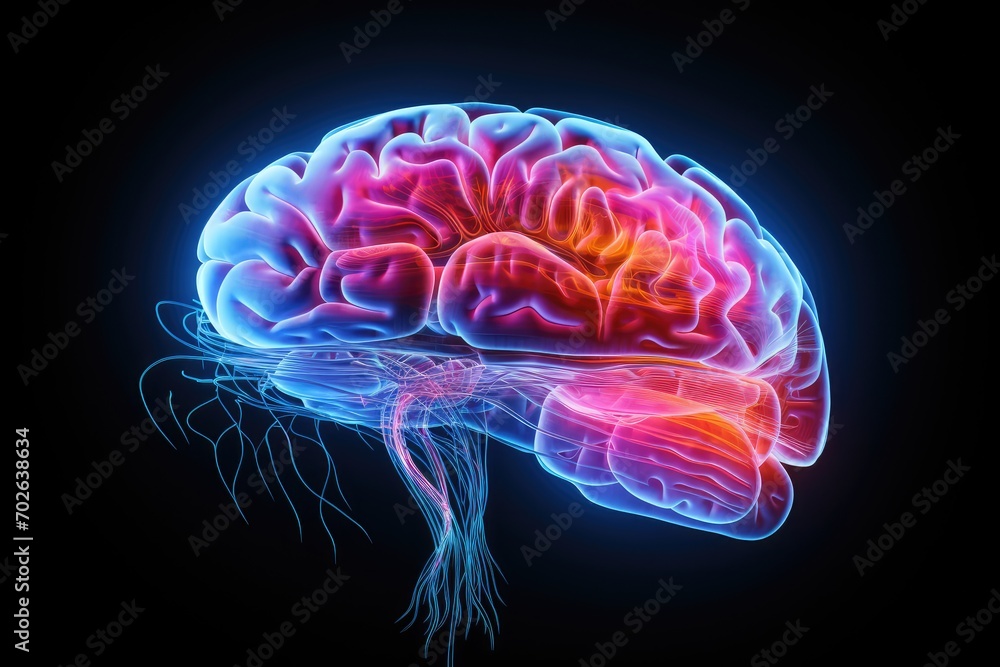 Brain Excitatory & inhibitory signals via neurons. Glial cells ...