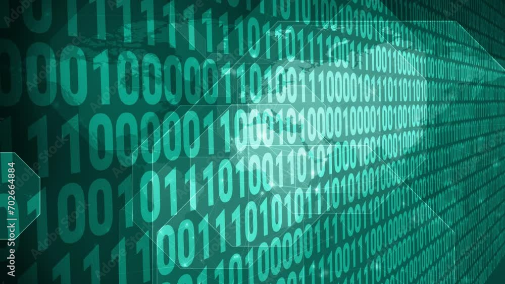 Cybercrime lines of binary code and world map visualisation showcasing impact of cyber attacks ...