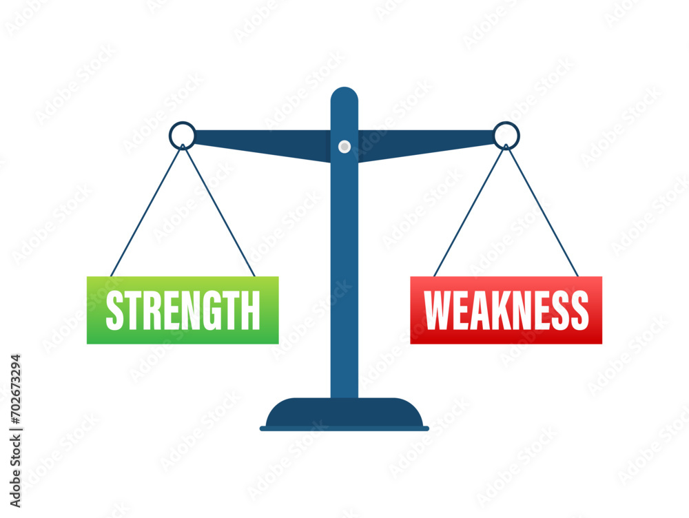 Strength Versus Weakness Scales Concept, Vector Illustration of ...