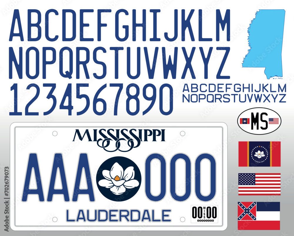 Mississippi US state car license plate new pattern 2024 with letters ...