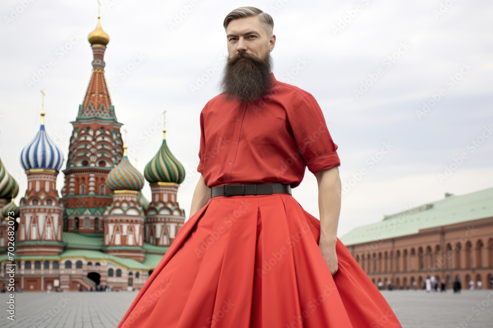 33-year-old Russian man in Moscow, embracing avant-garde fashion with a ...