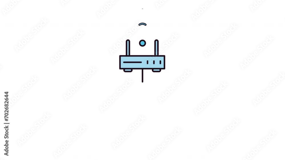 animated illustration concept of a computer connected to a wifi network ...