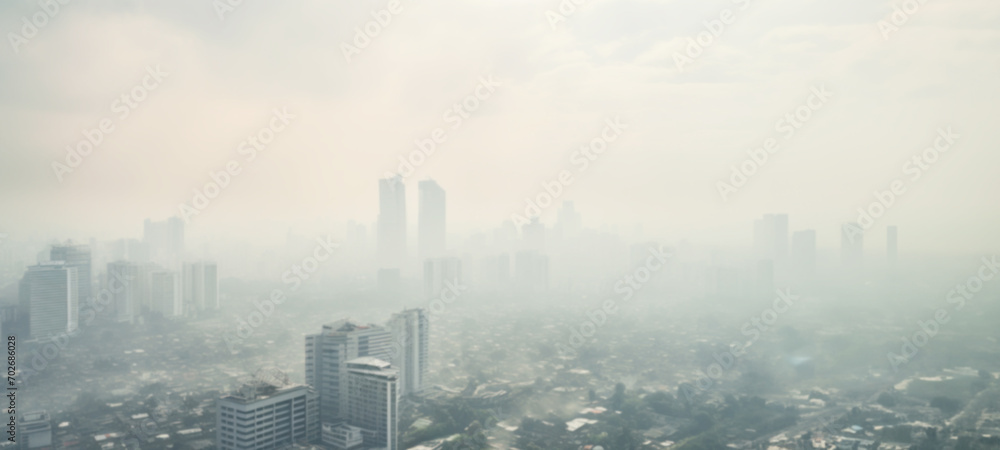 Smog city from PM 2.5 dust, Cityscape of buildings with bad weather and air pollution,Toxic haze ...