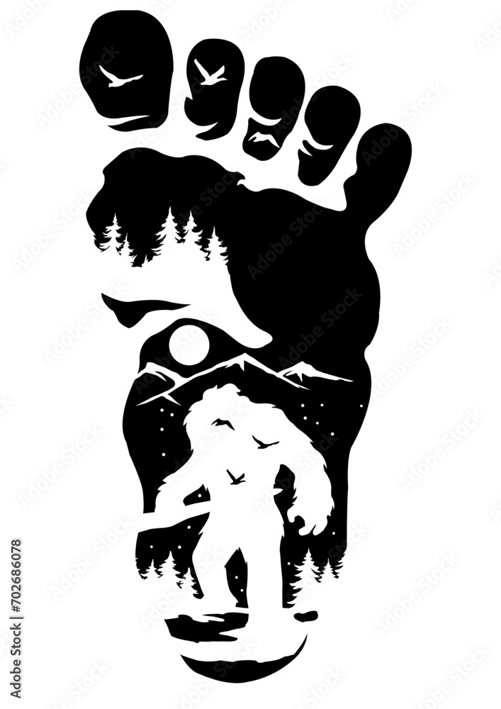 Bigfoot Vector, Hide and Seek Monster Clipart, Camping Tshirt Design ...