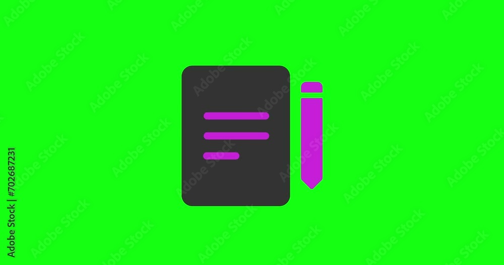 document with pencil 2d animated icon in two colors. document with ...