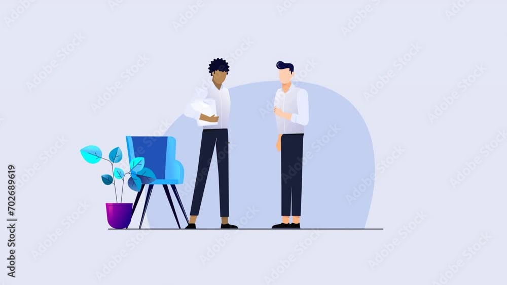 2d Animated Conversation Scene Of Between Two Businessmen At Office ...