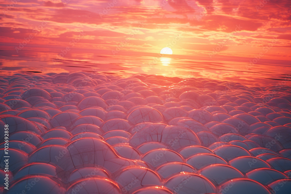 An illustration of a bubble wrap sunset, with the textures creating the ...