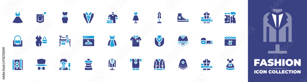 Fashion icon collection. Duotone color. Vector and transparent illustration. Containing dress ...
