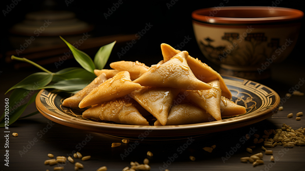 tasty smosa on the plats, chinese traditional smosa, traditional foods ...
