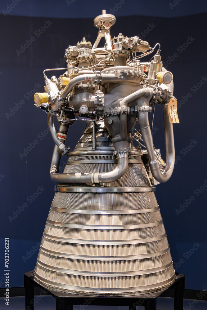 London, UK - May 19, 2023: A Liquid Fuel Rocket Engine RL-10A-1, the ...