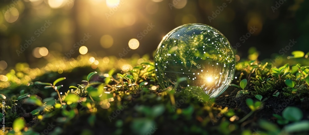 Green energy concept depicted by Earth icon on Network connection ...