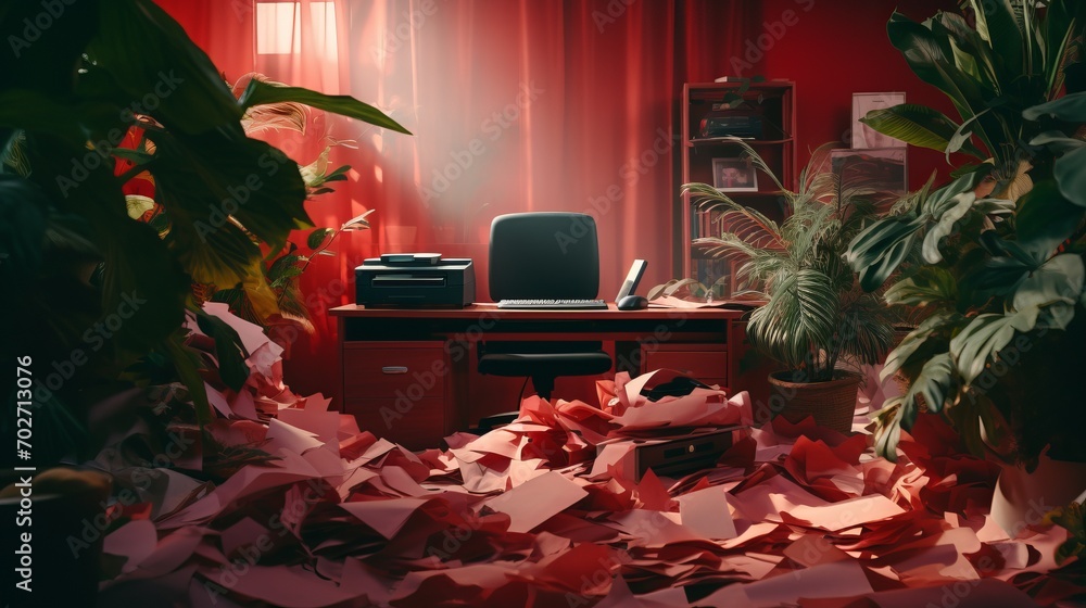 A Cluttered and Messy Office Desk with Piles of Files and Unorganized ...