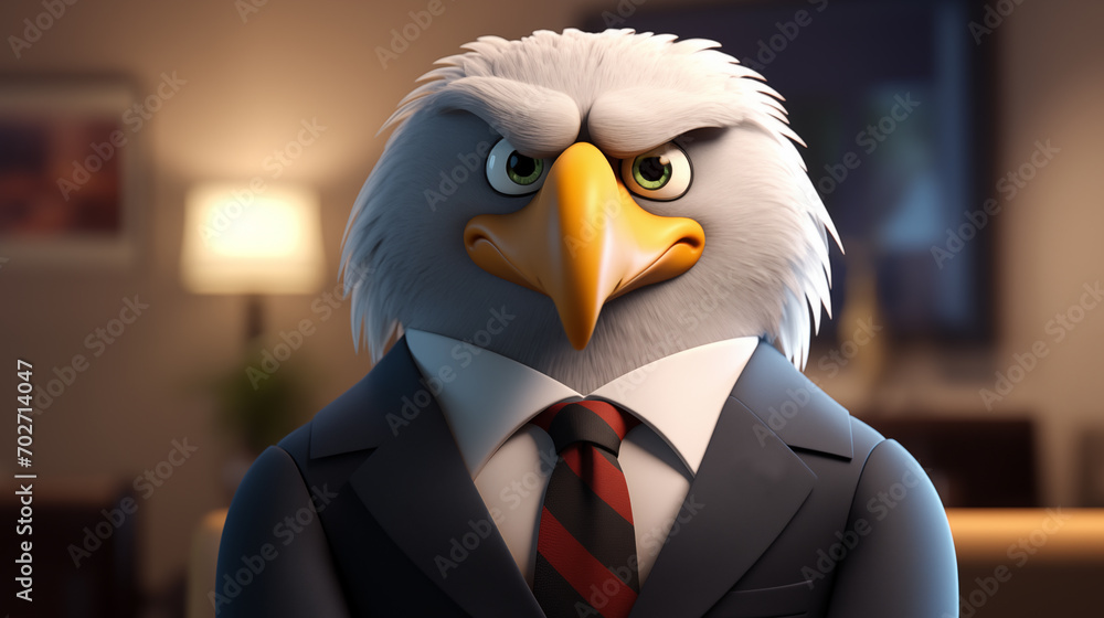 Cartoon illustration of bald eagle in suit Stock Illustration | Adobe Stock