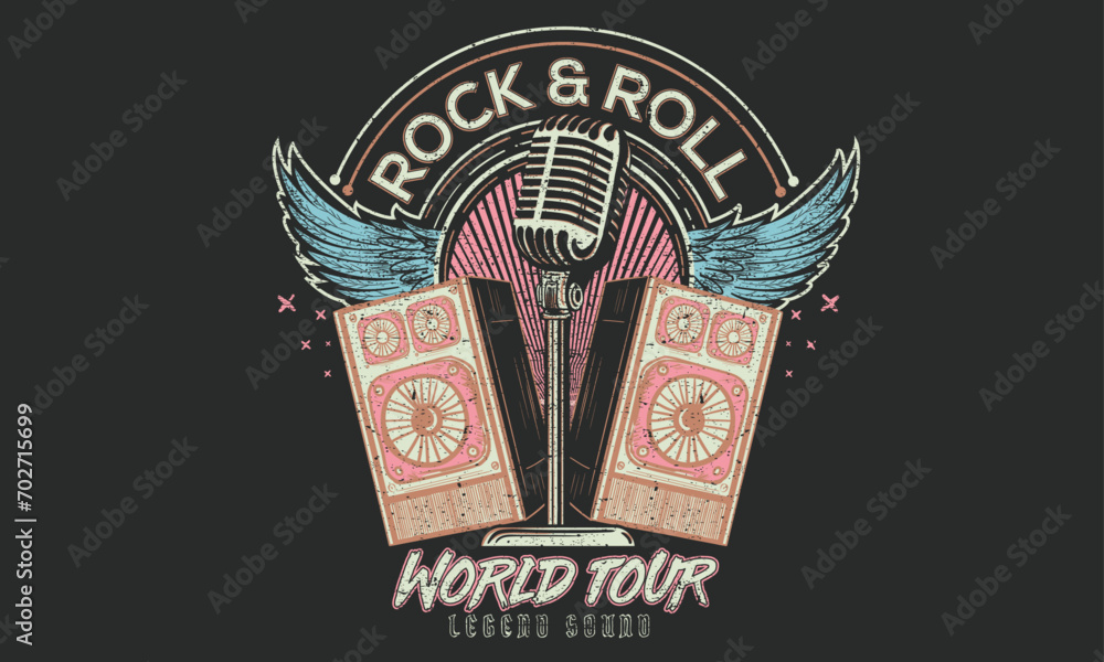 Vecteur Stock speaker box and Microphone music poster design. Rock and ...