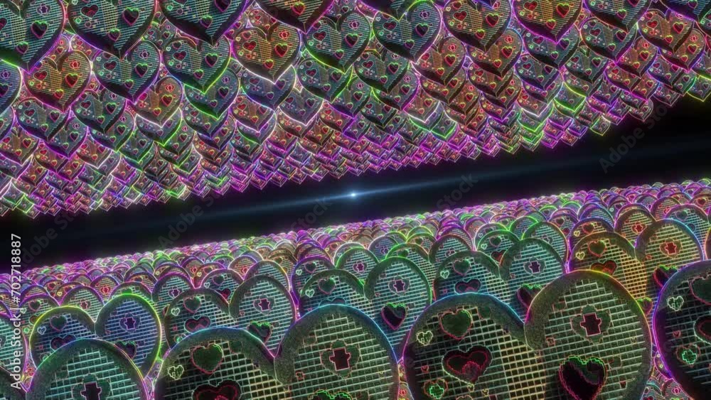 Futuristic Digital 3d Heart Particle Animation. Multicolored Glowing ...