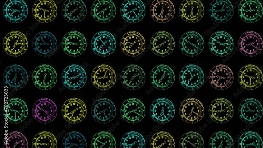 Glowing digital Clock Animation Pattern. Digital Clock Motion Animation ...