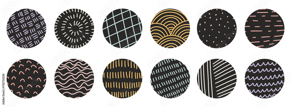 Hand drawn doodle abstract aesthetic shapes symbols illustration vector ...